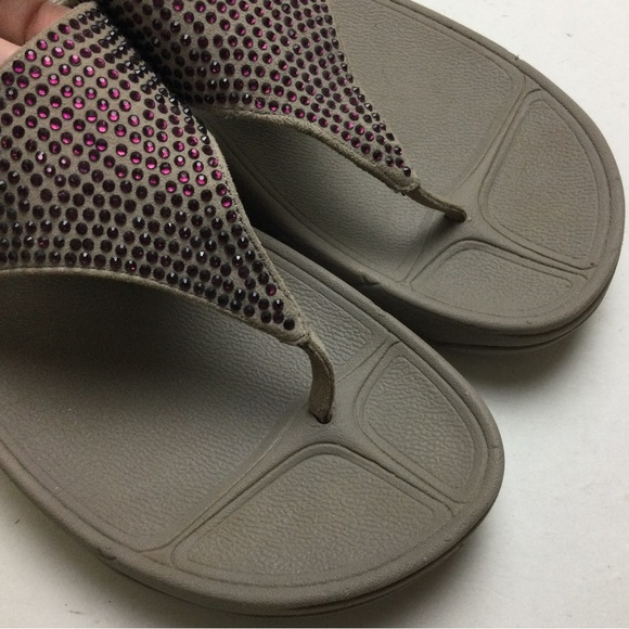 Fitflop | Shoes | Fitflop Rokkit Tan Suede Purple Rhinestone Jewelled ...